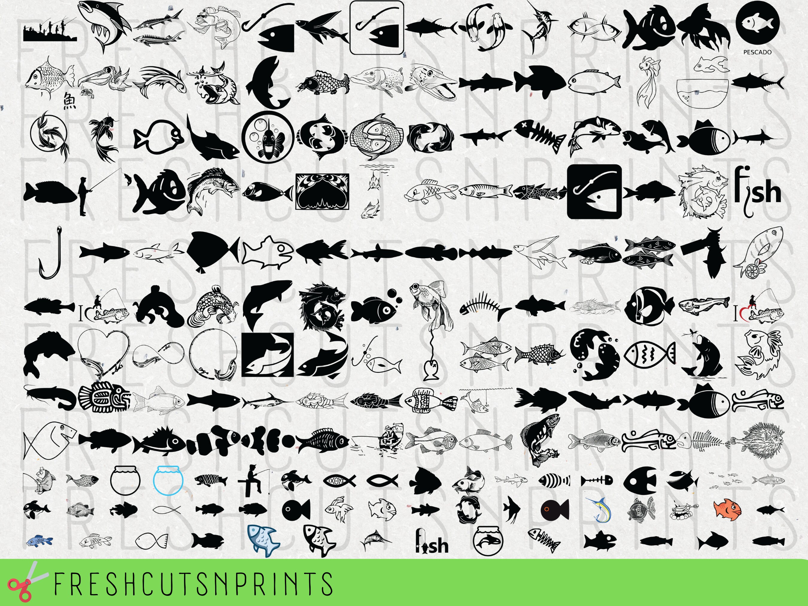 170 Fish SVG Bundle Fish Clipart Fish Cut File Fish - Etsy