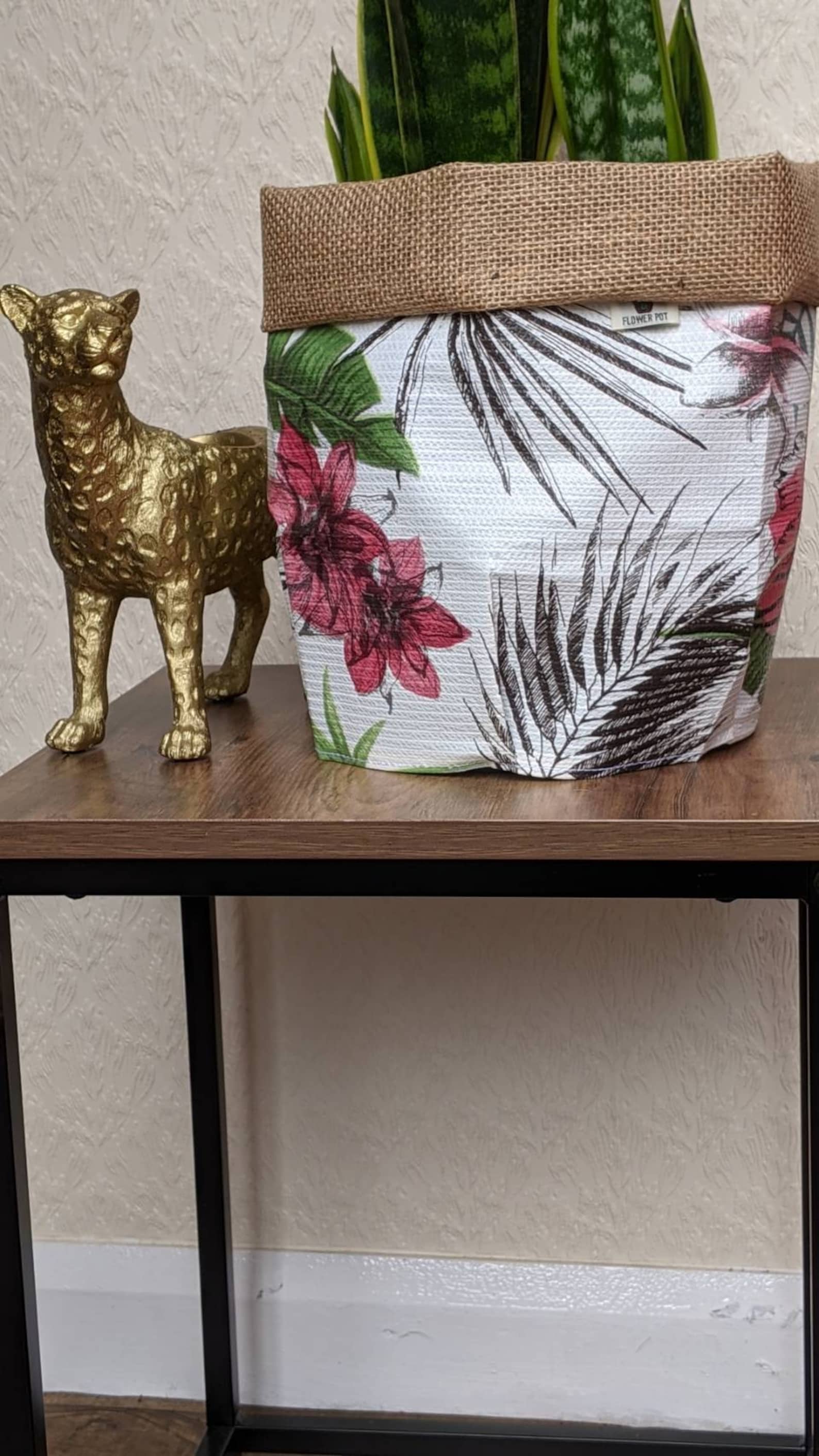 Decorative Plant Pot Cover, Waterproof Fabric Plant Pot Cover, Indoor ...