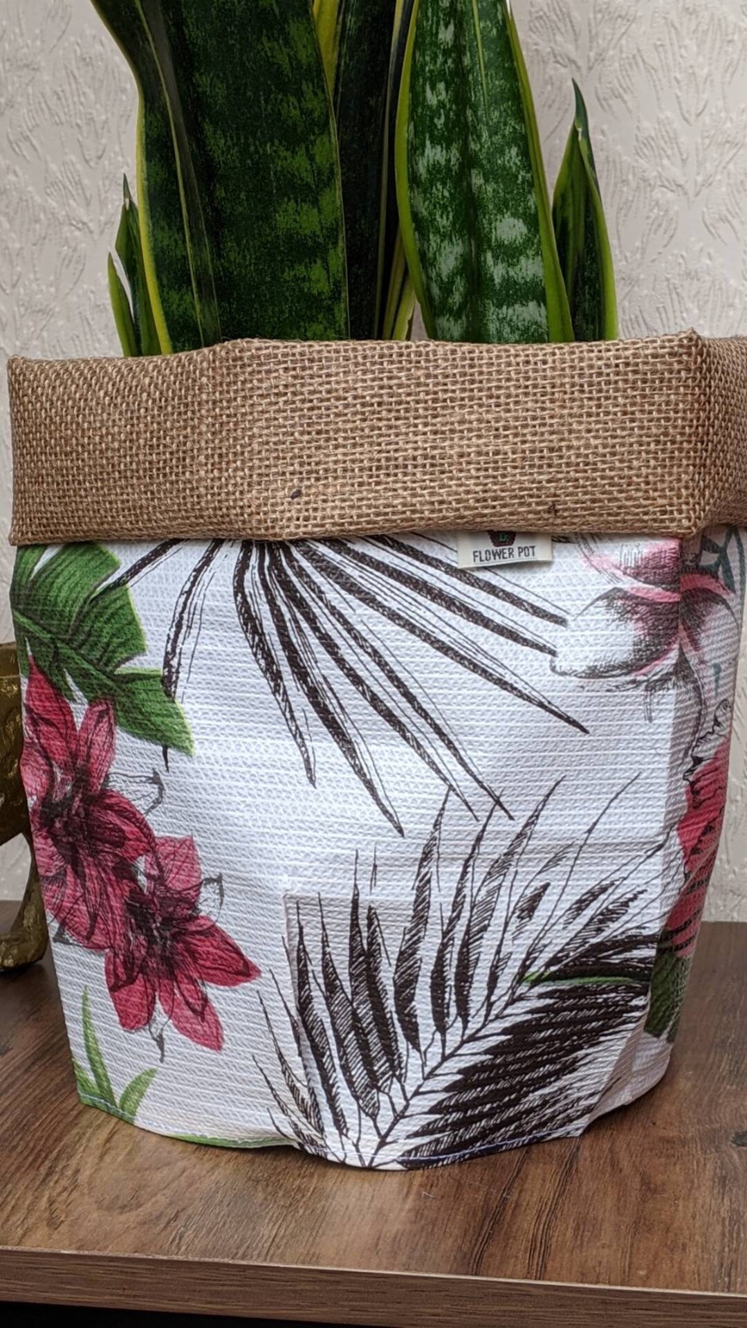 Decorative Plant Pot Cover, Waterproof Fabric Plant Pot Cover, Indoor ...