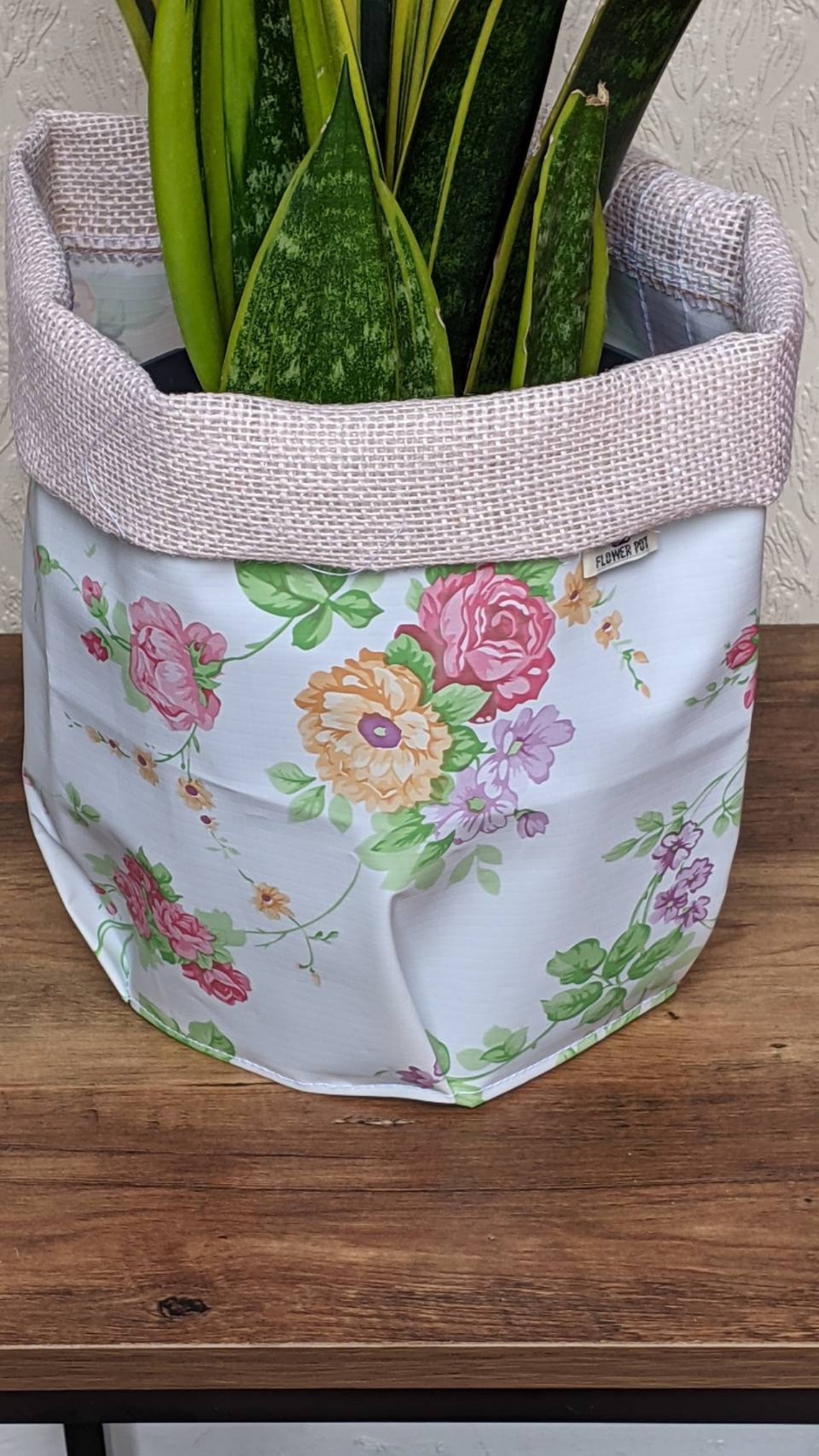 Decorative Plant Pot Cover, Waterproof Fabric Plant Pot Cover, Indoor ...