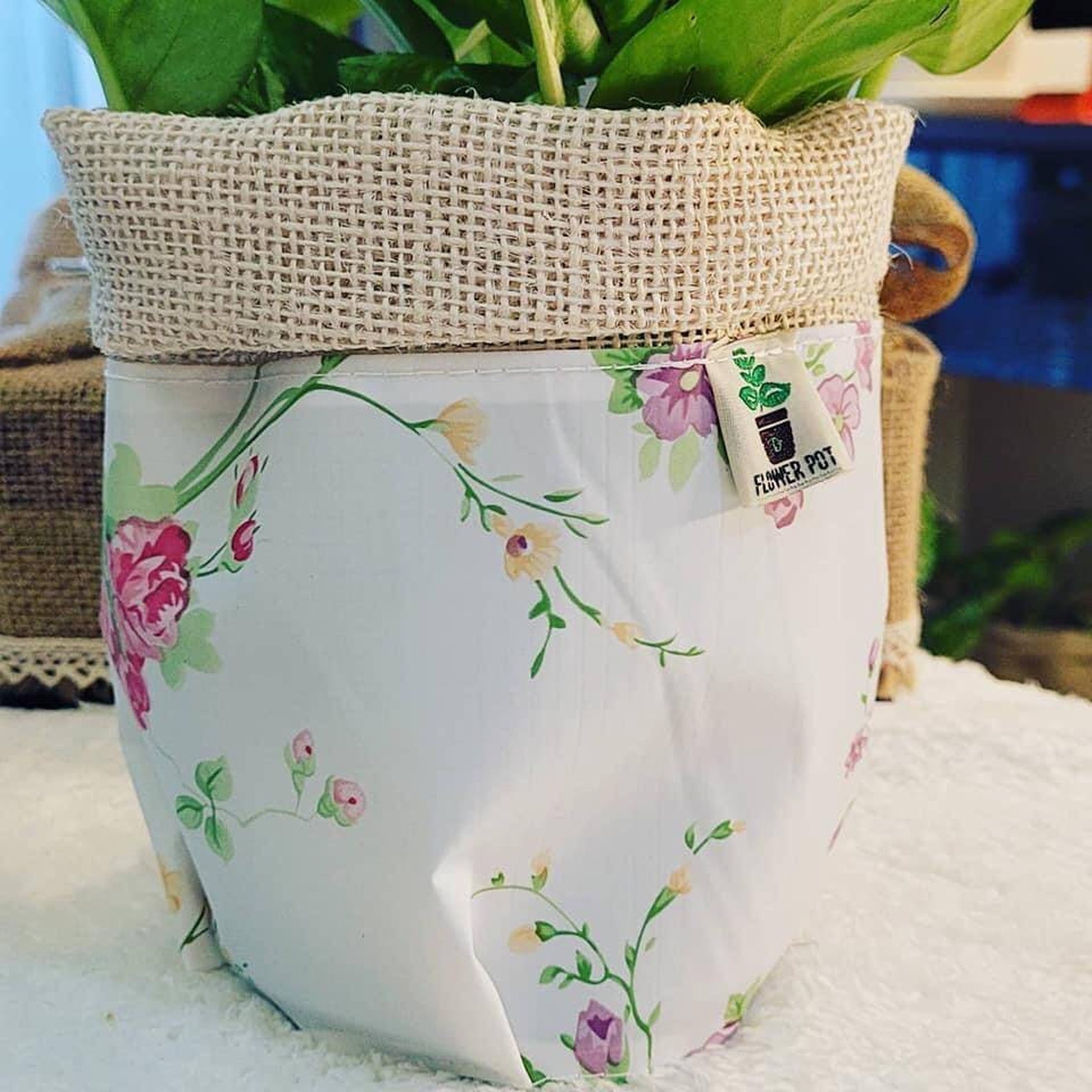 Decorative Plant Pot Cover, Waterproof Fabric Plant Pot Cover, Indoor ...