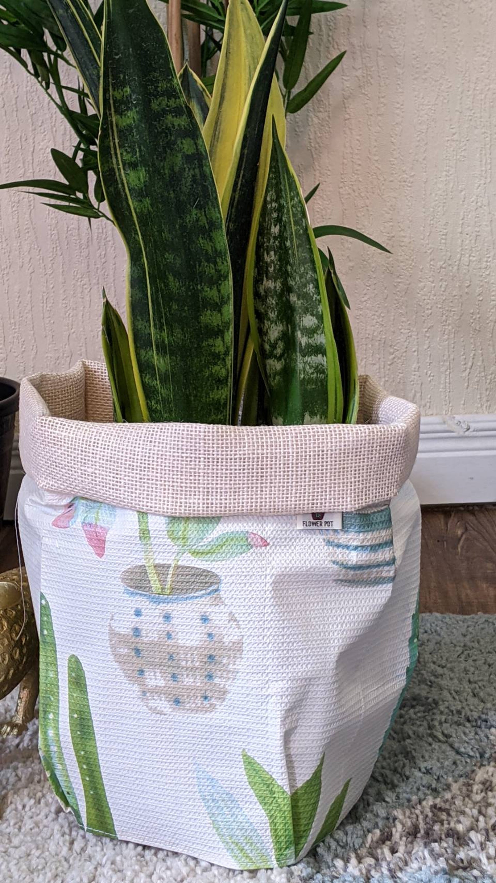 Decorative Plant Pot Cover, Waterproof Fabric Plant Pot Cover, Indoor ...