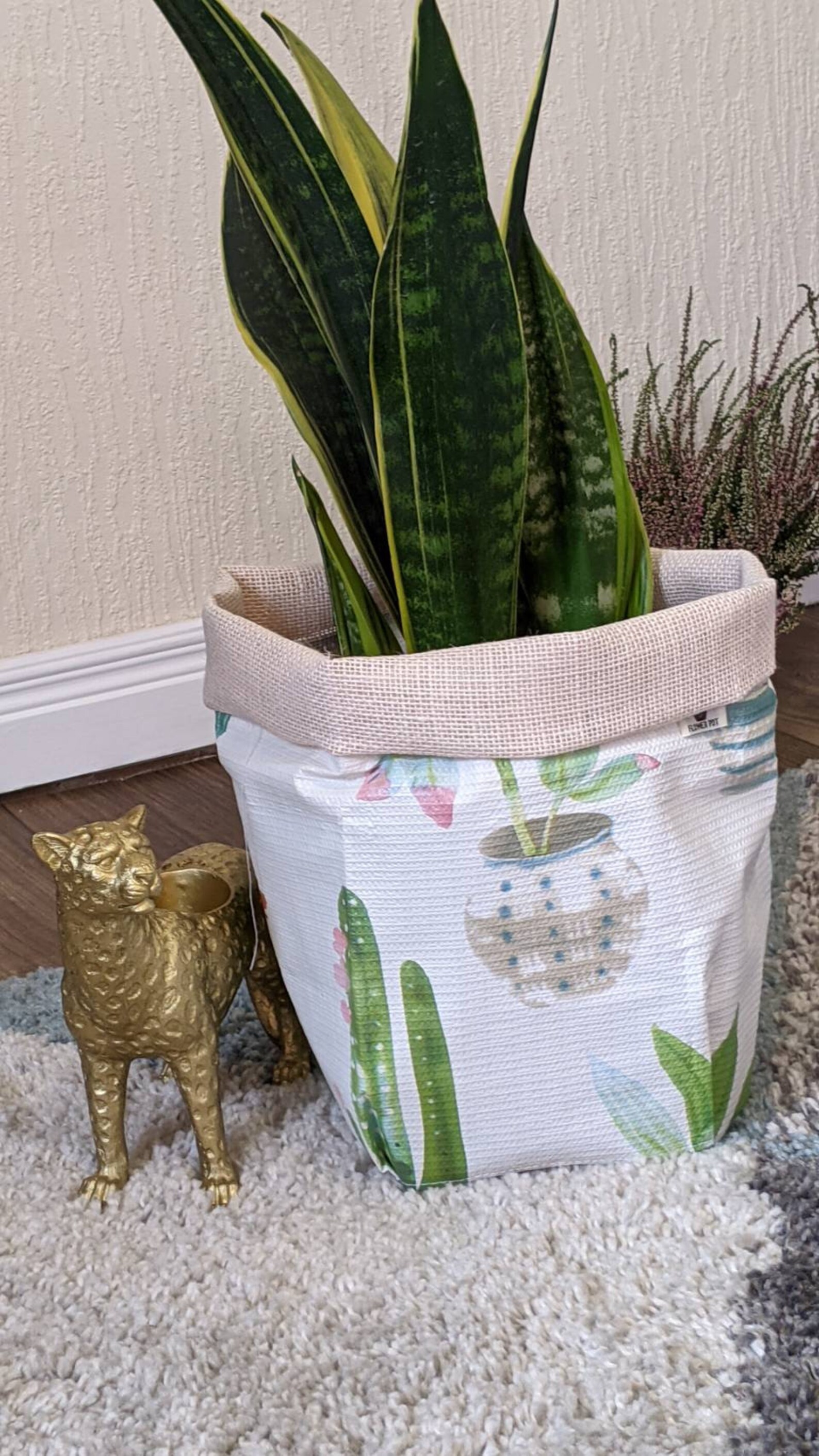 Decorative Plant Pot Cover, Waterproof Fabric Plant Pot Cover, Indoor ...
