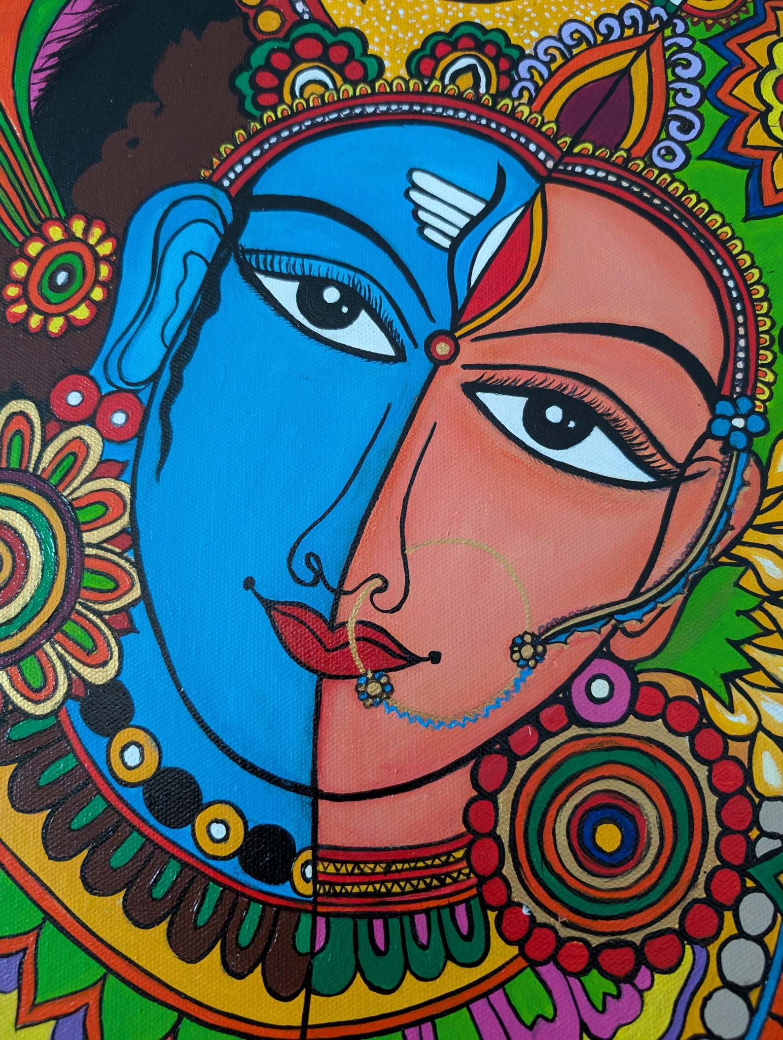 Ardhnarishwara Shiva Shakti Mural Original Handmade Acrylic Painting on ...