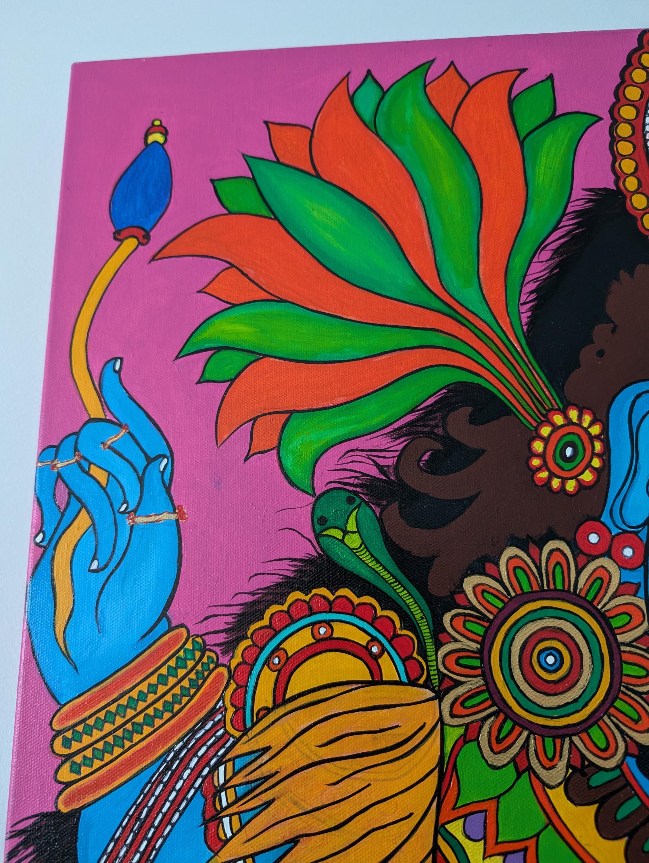 Ardhnarishwara Shiva Shakti Mural Original Handmade Acrylic Painting on ...
