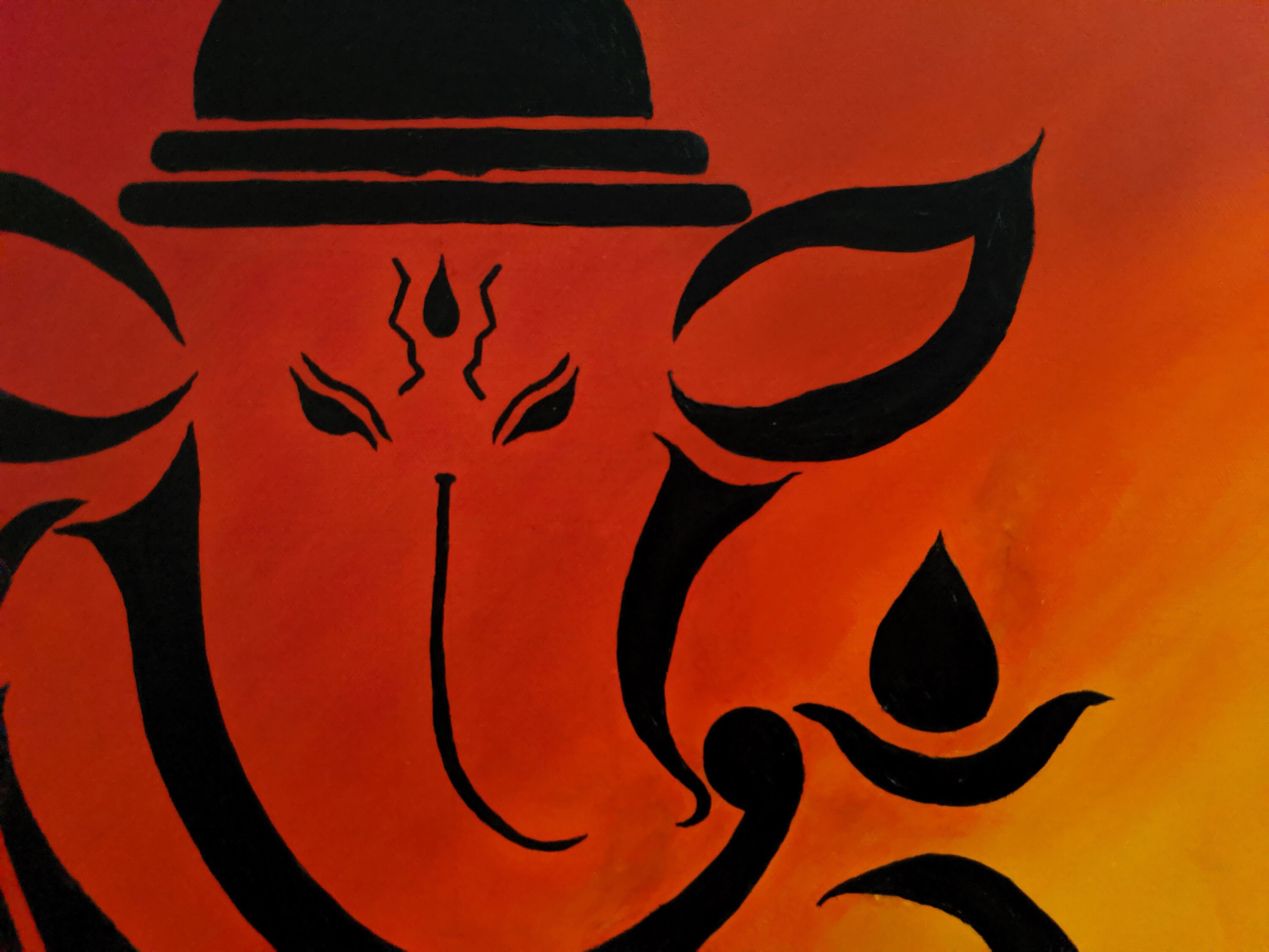 Lord Ganesha Painting-original Hand Painted- Acrylic on Canvas-modern ...