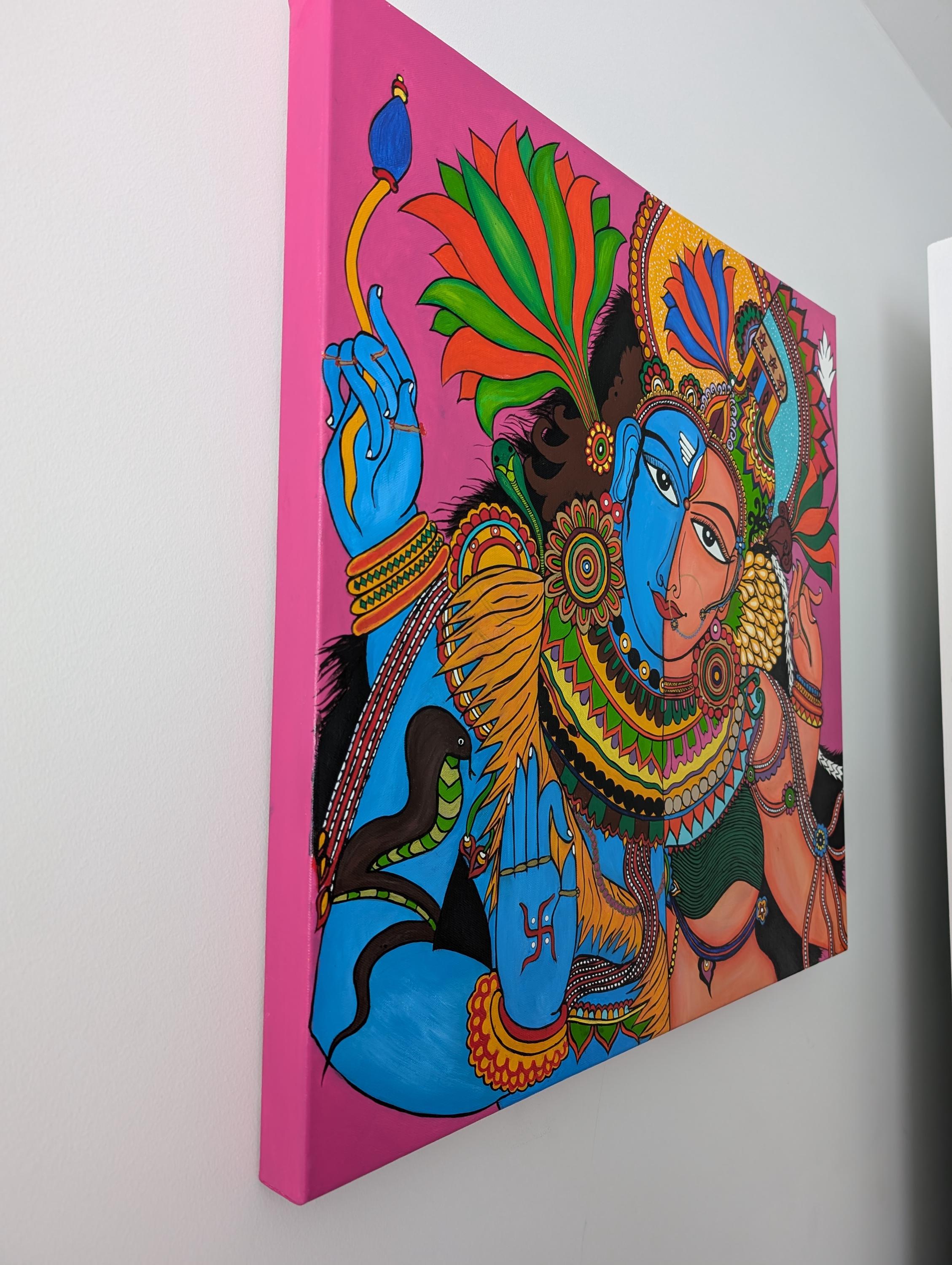 Ardhnarishwara Shiva Shakti Mural Original Handmade Acrylic Painting on ...