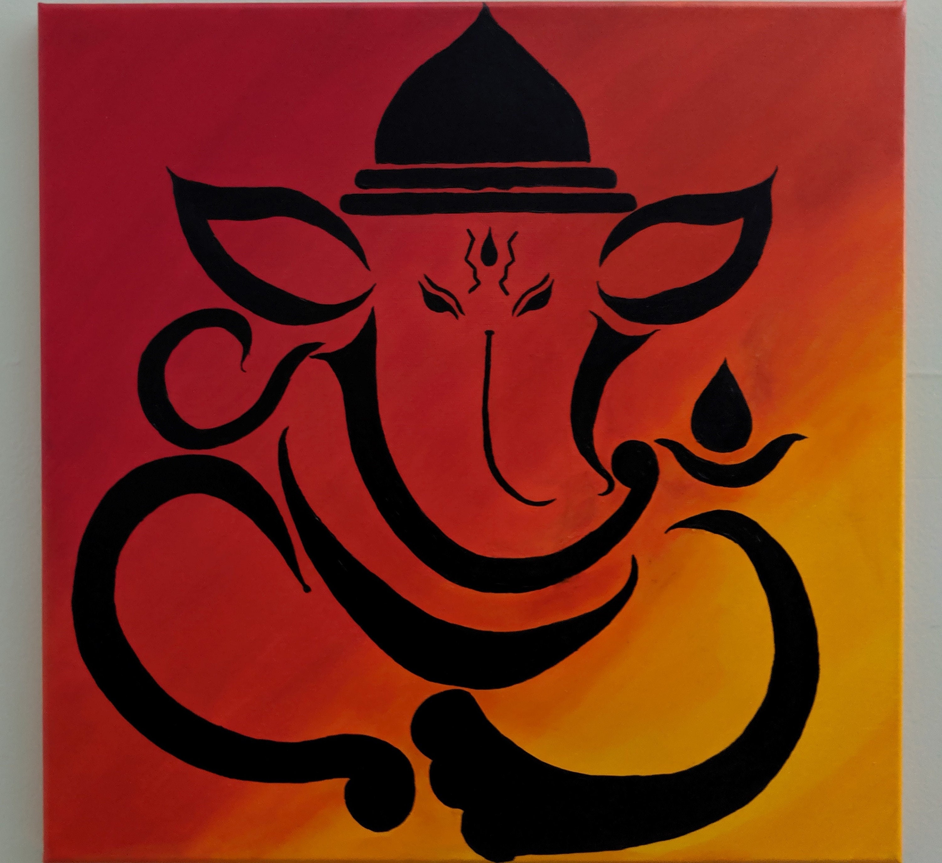 Lord Ganesha Painting-original Hand Painted- Acrylic on Canvas-modern ...