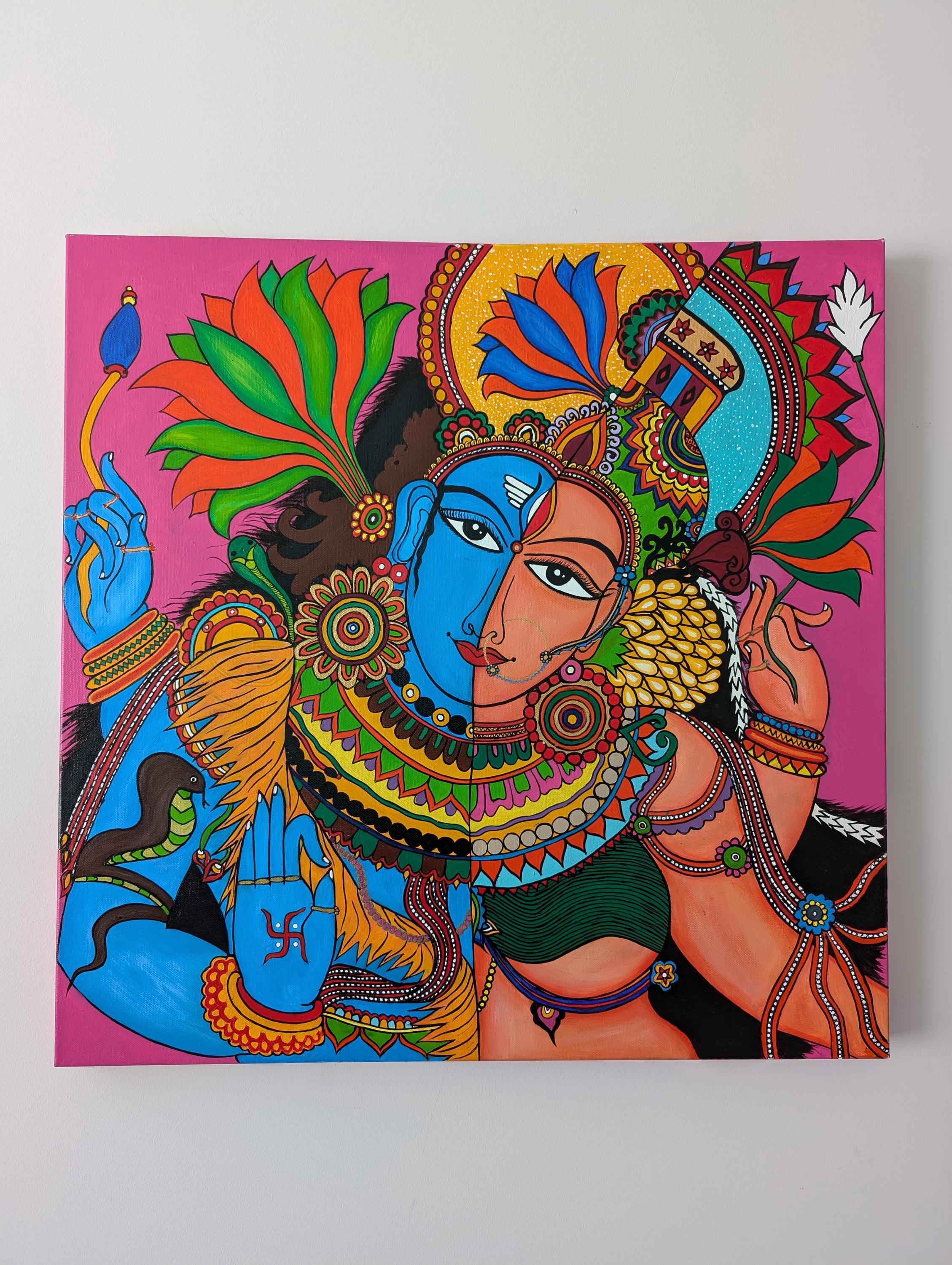 Ardhnarishwara Shiva Shakti Mural Original Handmade Acrylic Painting on ...