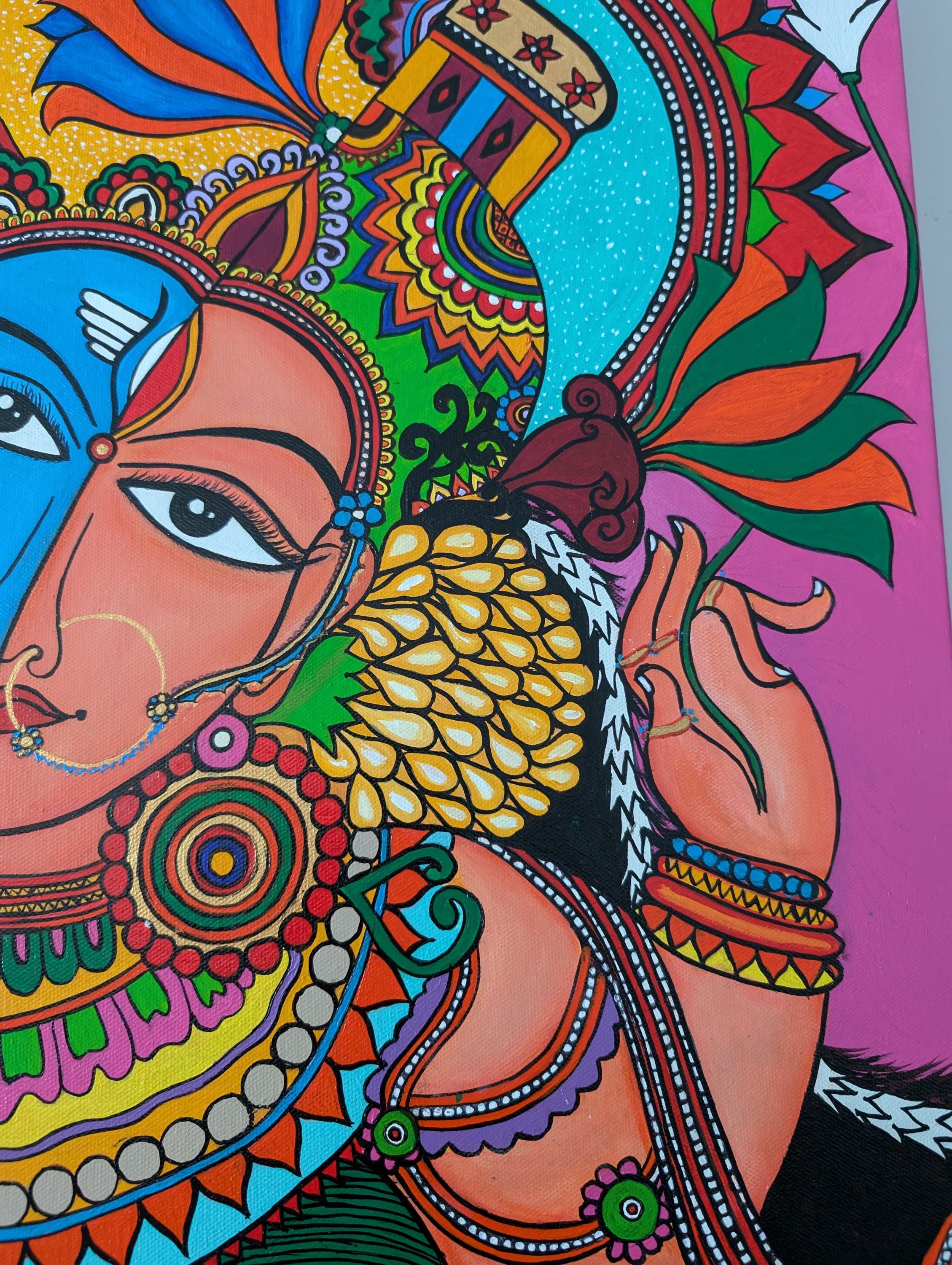 Ardhnarishwara Shiva Shakti Mural Original Handmade Acrylic Painting on ...