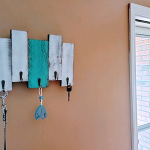 Beach or Coastal Inspired Rack With Hooks / Rustic Teal and Distressed ...