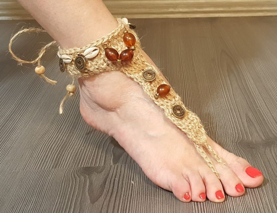 Seashell Barefoot Sandals Authentic Handmade Ankle Bracelet boho Ankle ...