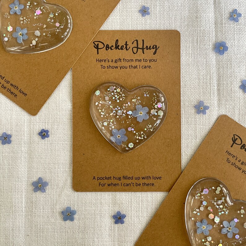 Sparkly Forget-me-not Heart Pocket Hug - Etsy UK