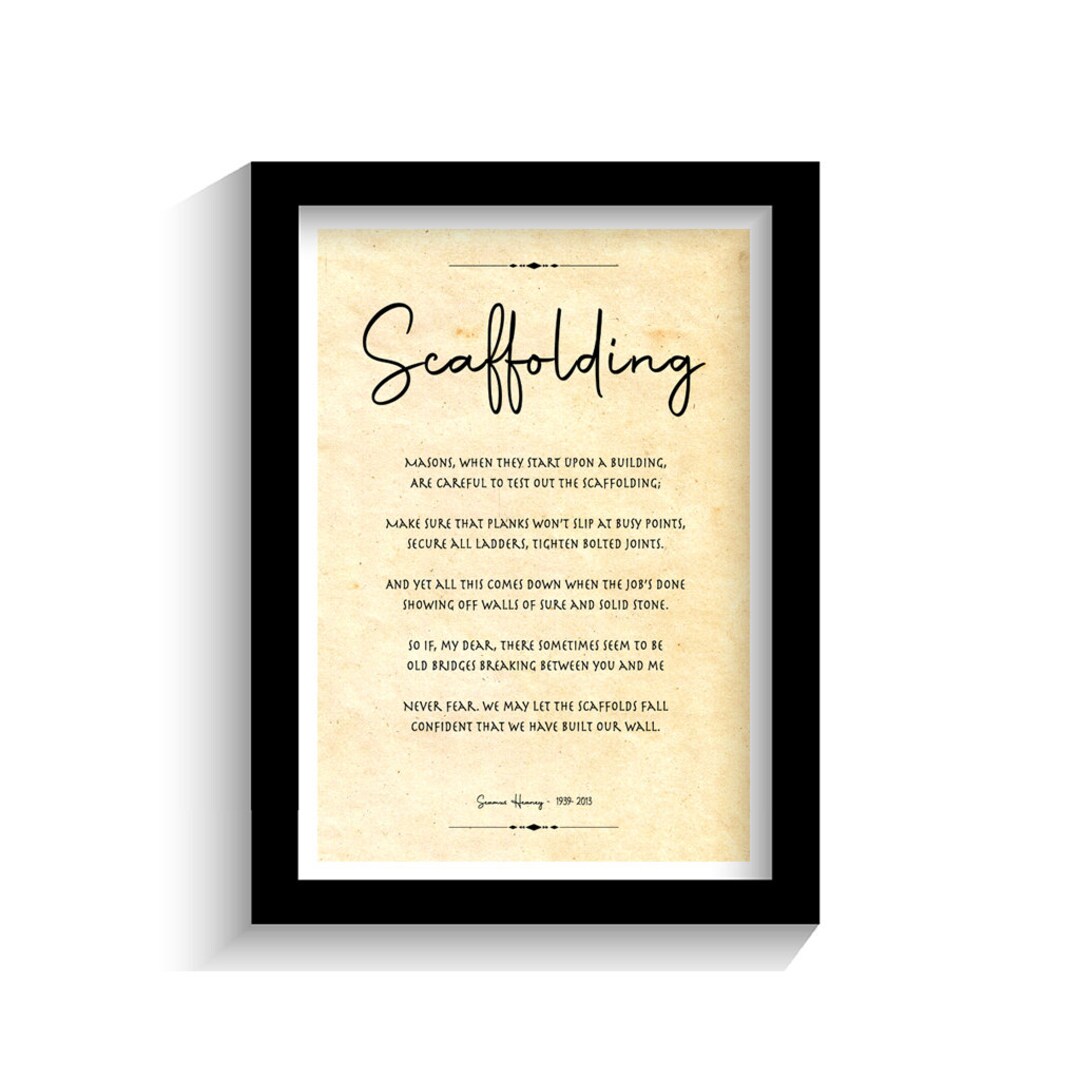 Scaffolding by Seamus Heaney Poem Print Poetry Poem - Etsy