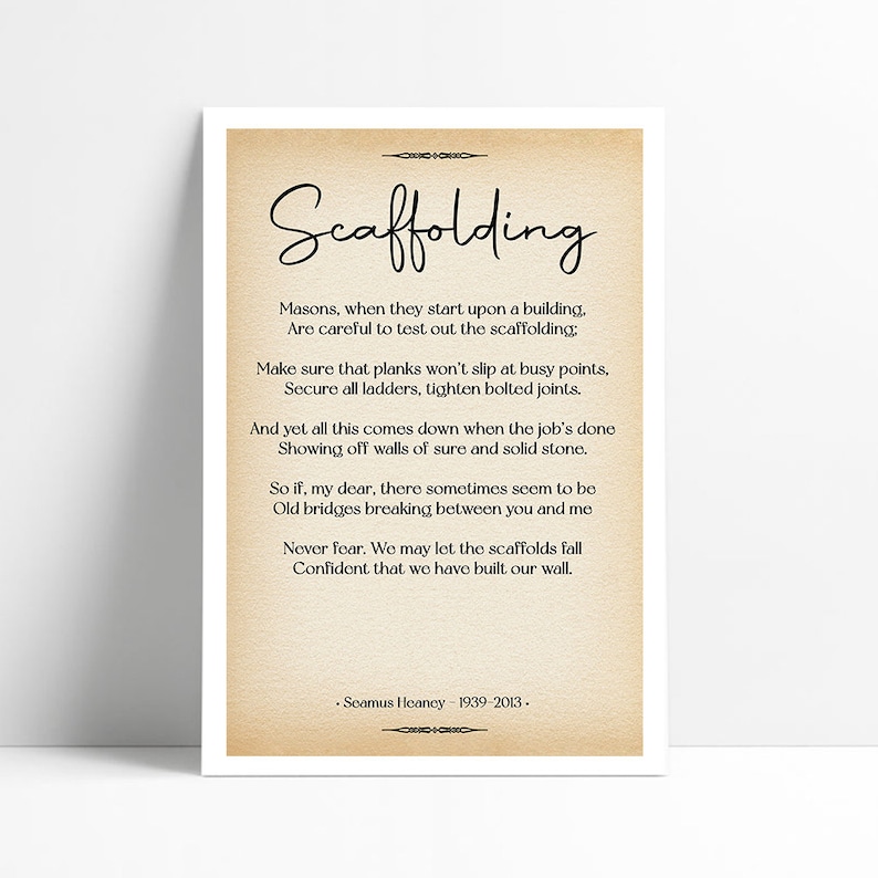 Scaffolding by Seamus Heaney Poem Print Love Poetry Poem - Etsy Australia
