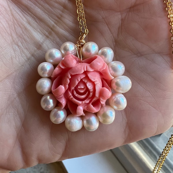 Carved Coral Rose - Etsy