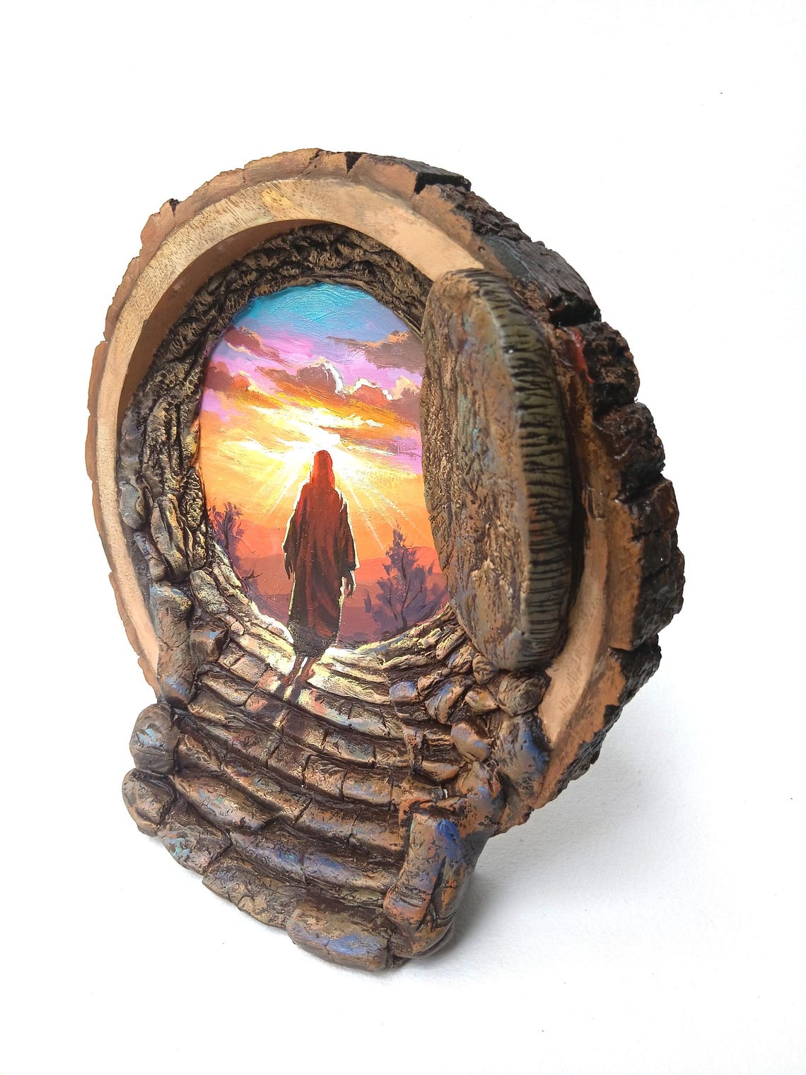 Jesus Christ Resurrection Scene 3D Relief Sculpture Painting on Natural ...