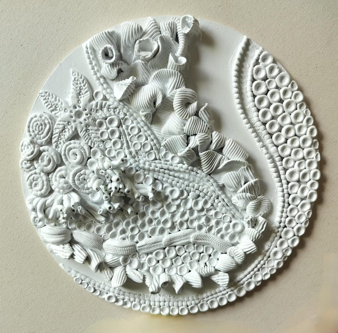 3D Coral Sculpture Wall Hanging Textured Ocean Relief Mural Epoxy Resin ...
