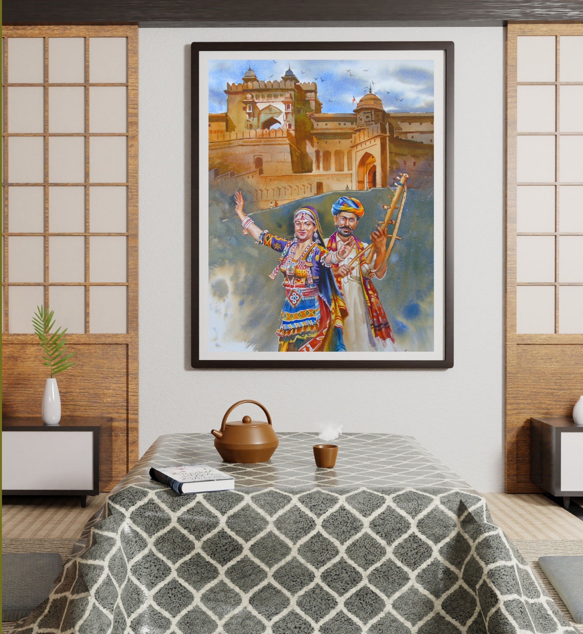 Original Watercolor Painting Rajasthani Folk Artist, Handmade Painting ...