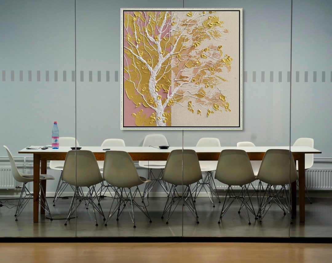 Big Golden Tree Acrylic on Canvas Original Handmade Knife Painting ...