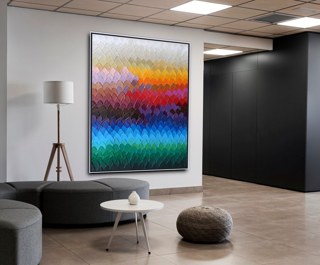 Multi Color Abstract Painting Hevy Texture Canvas Impasto Wall Hanging ...