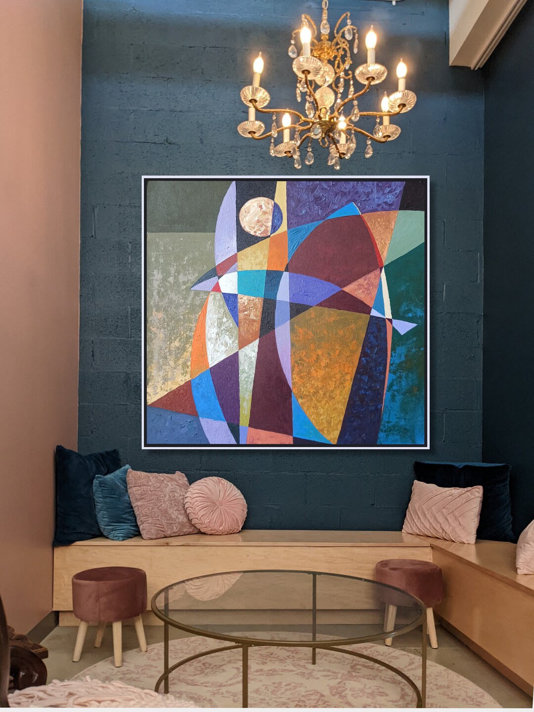 Extra Modern Abstract Cubism Painting Canvas Original Contemporary Art ...