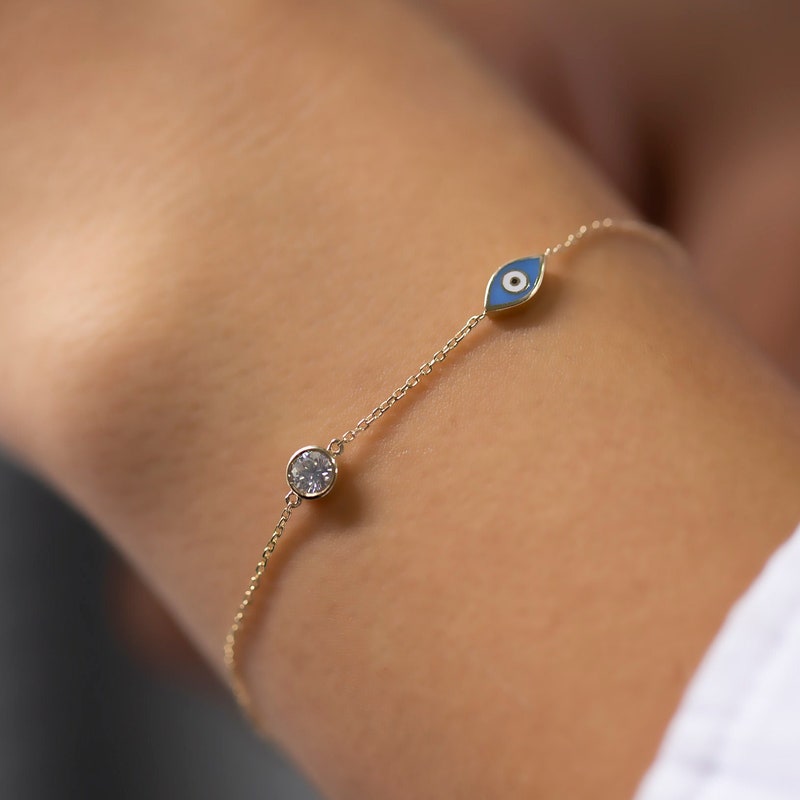 Diamond Blue Eye Bracelet - Etsy