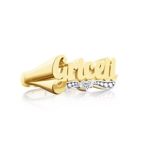 14K Solid Gold Personalized Name Ring/ 14K Gold Initials Ring/ Gold ...