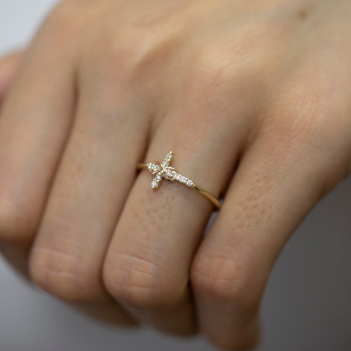 14K Gold Diamond Infinity Cross Ring for Woman / Gold Diamond - Etsy