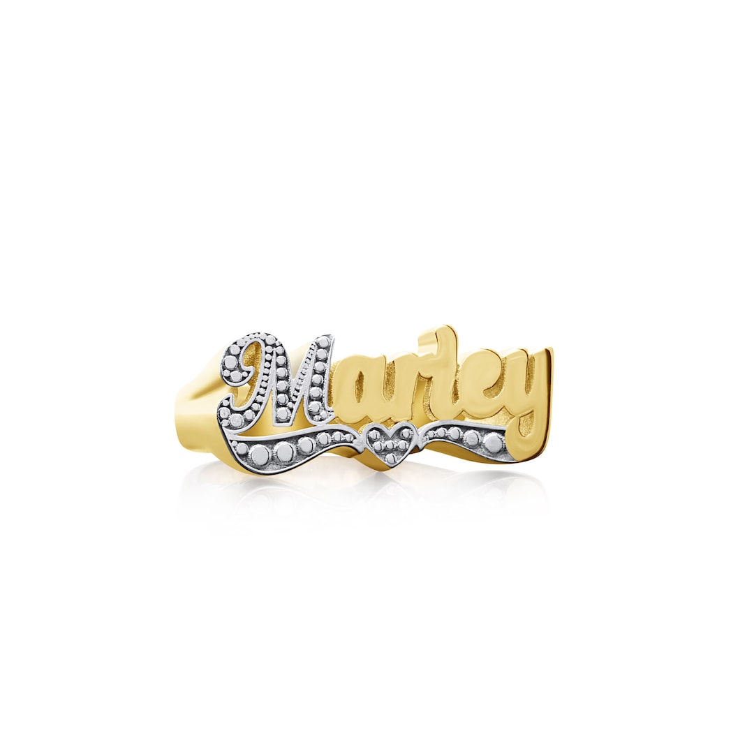 14K Solid Gold Personalized Name Ring/ 14K Gold Initials Ring/ Gold ...
