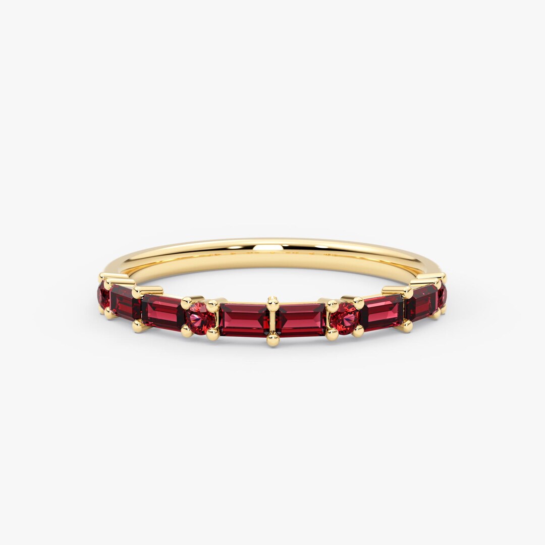 14K Solid Gold Ruby Half Eternity Ring: Handmade Engagement Ring - Etsy UK