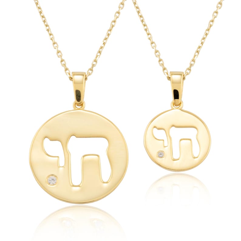 14K Solid Gold Diamond Chai Necklace: Modern Jewish Jewelry Gift - Etsy