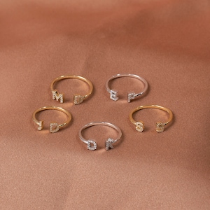 14K Gold Diamond Personalized Initial Cuff Ring/ Personalized Gift ...