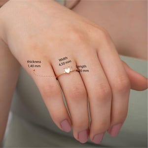 14K Gold Heart Ring | Minimalist Dainty Gold Band for Women | Simple ...