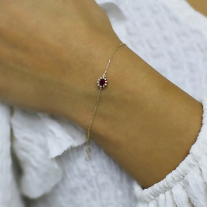 14K Gold Diamond Drop Cut Ruby Bracelet With Pave Diamond for | Etsy