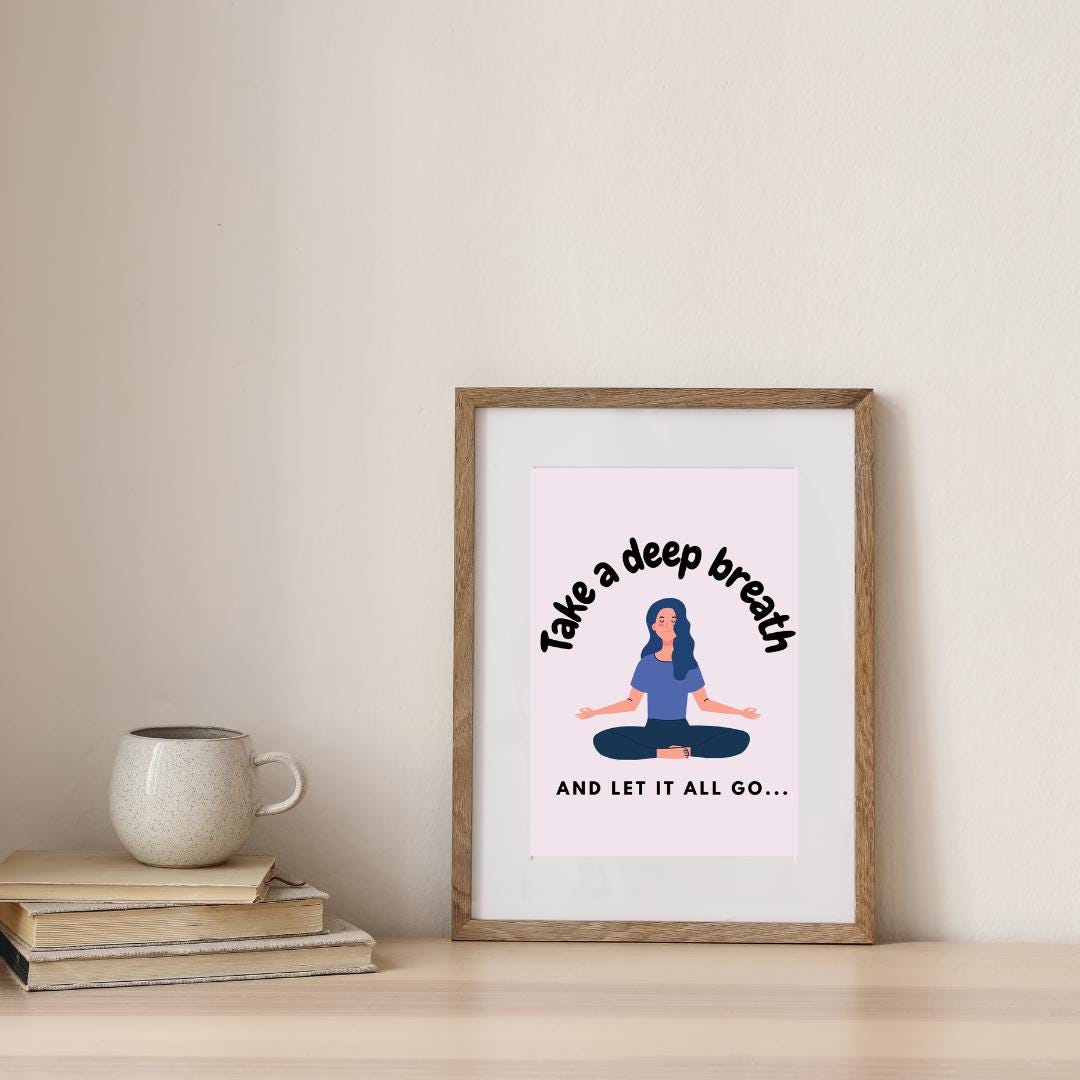 Take A Deep Breath Wall Art Print | A1 A2 A3 A4 A5 | Yoga Room Wall Art ...