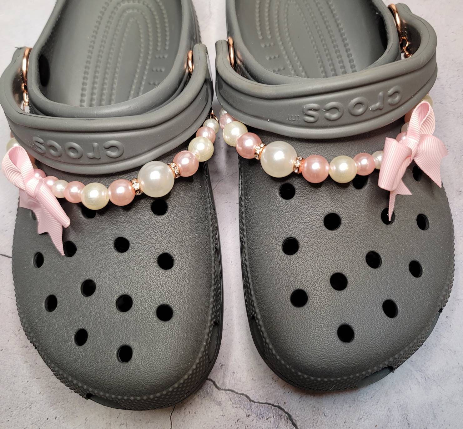 Crocs Strap Chain Pink Bow for Crocs Pearl Croc Chains - Etsy
