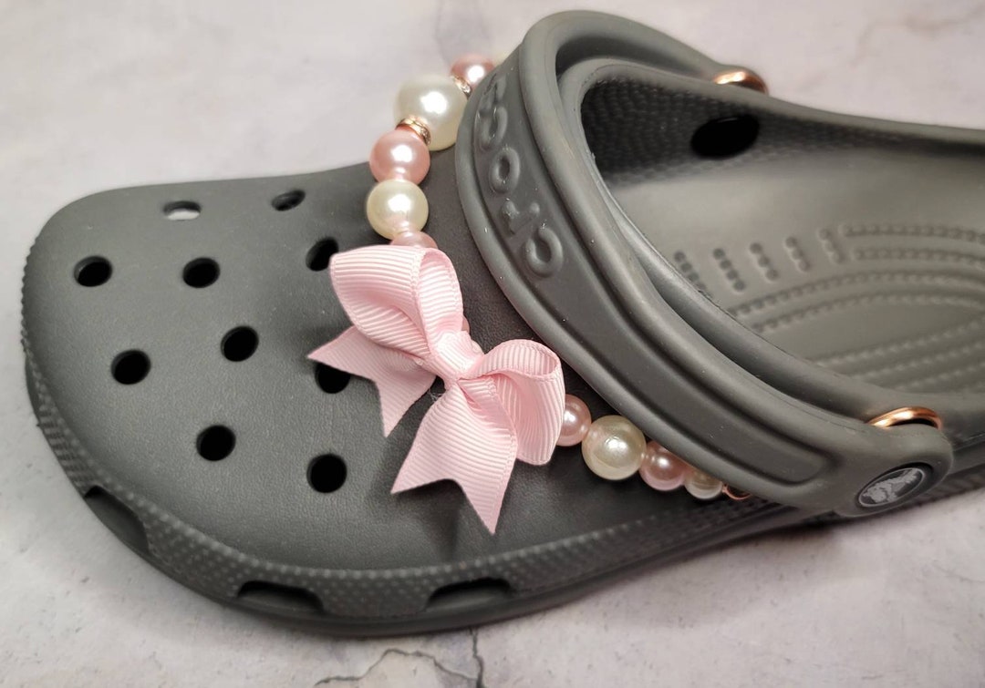 Crocs Strap Chain Pink Bow for Crocs, Pearl Croc Chains, Shoe Jewelry ...