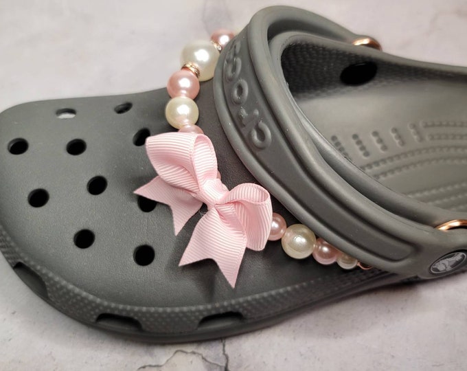 Crocs Strap Chain - Pink Bow for Crocs, Pearl Croc Chains, Shoe Jewelry ...
