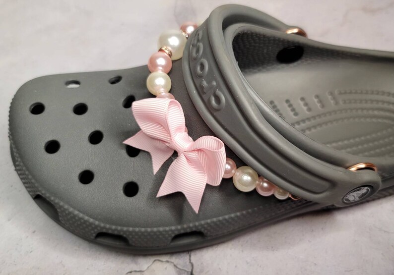 Crocs Strap Chain Pink Bow for Crocs Pearl Croc Chains - Etsy