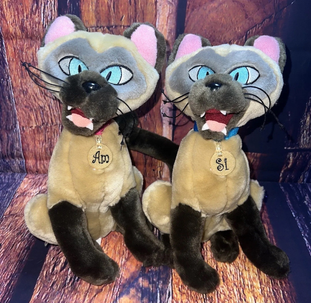Disney Siamese Cats Si Am Stuffed Plush Set Lady & the Tramp Vintage 10 ...