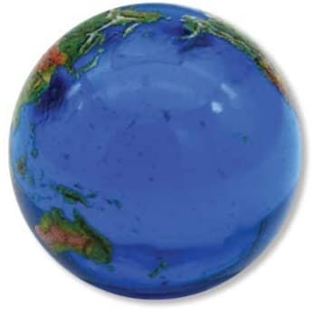 Blue Earth Marble With Natural Earth Continents, Recycled Glass, 5 With ...