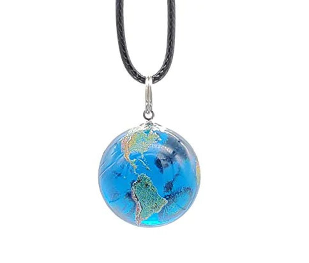 Earth Pendant Necklace on Cotton Waxed Cord - Etsy