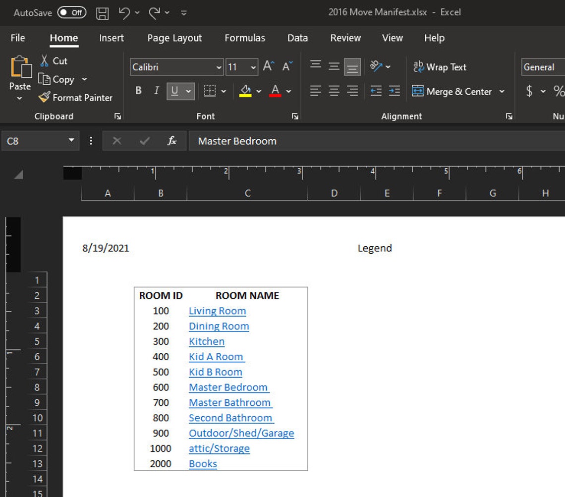 Moving Manifest Template in Excel | Etsy