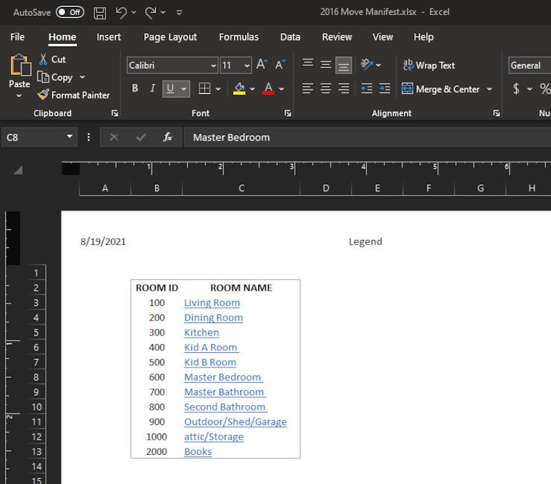 Moving Manifest Template in Excel - Etsy