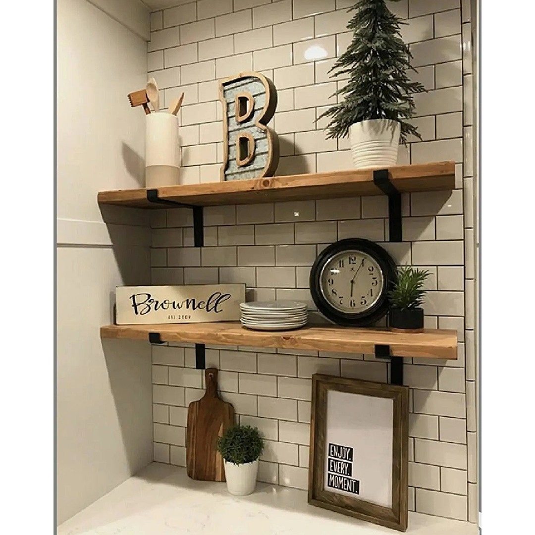 Rustic Farmhouse Floating Shelves Kitchen and Bathroom - Etsy