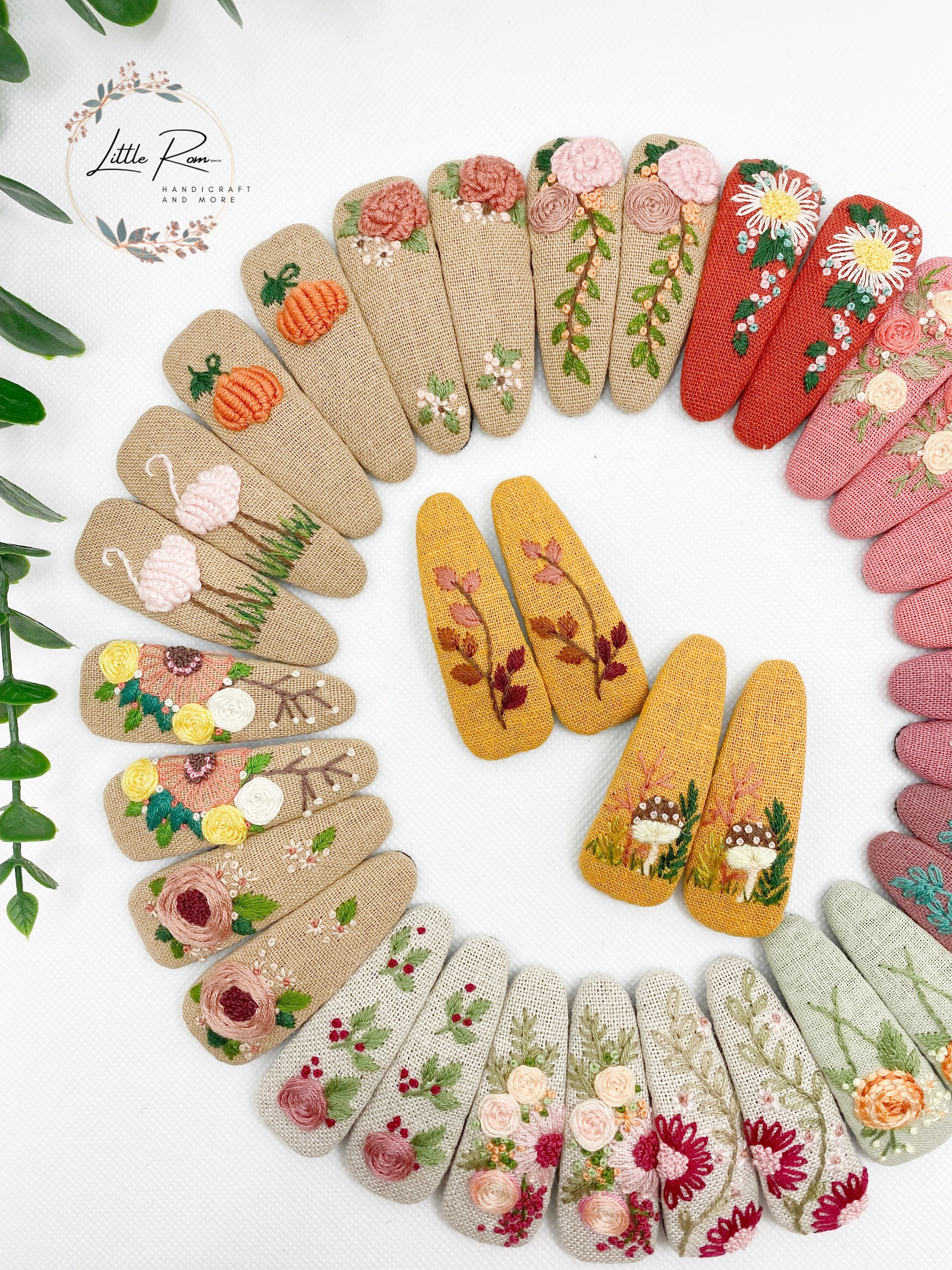 SET OF 2 Hair Clips Hand-embroidered Rectangle Hair Clip - Etsy