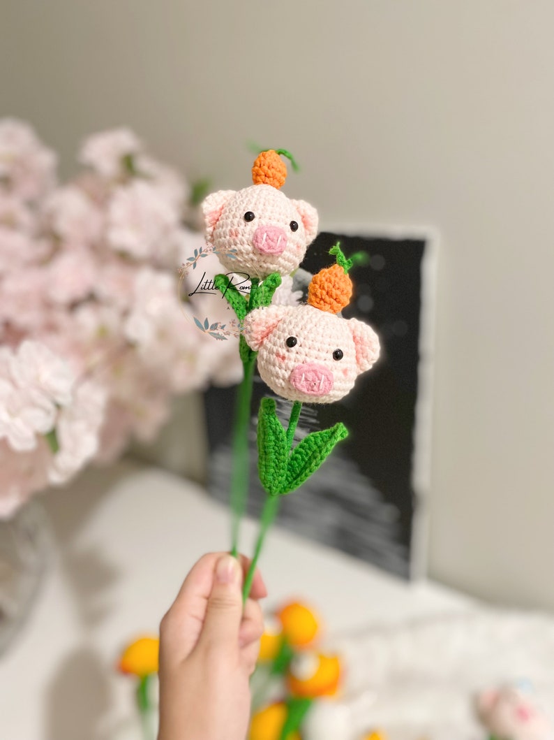 Crochet Animal Flower, Cute Flower Bouquet, Home Decor / Crochet Tiered ...