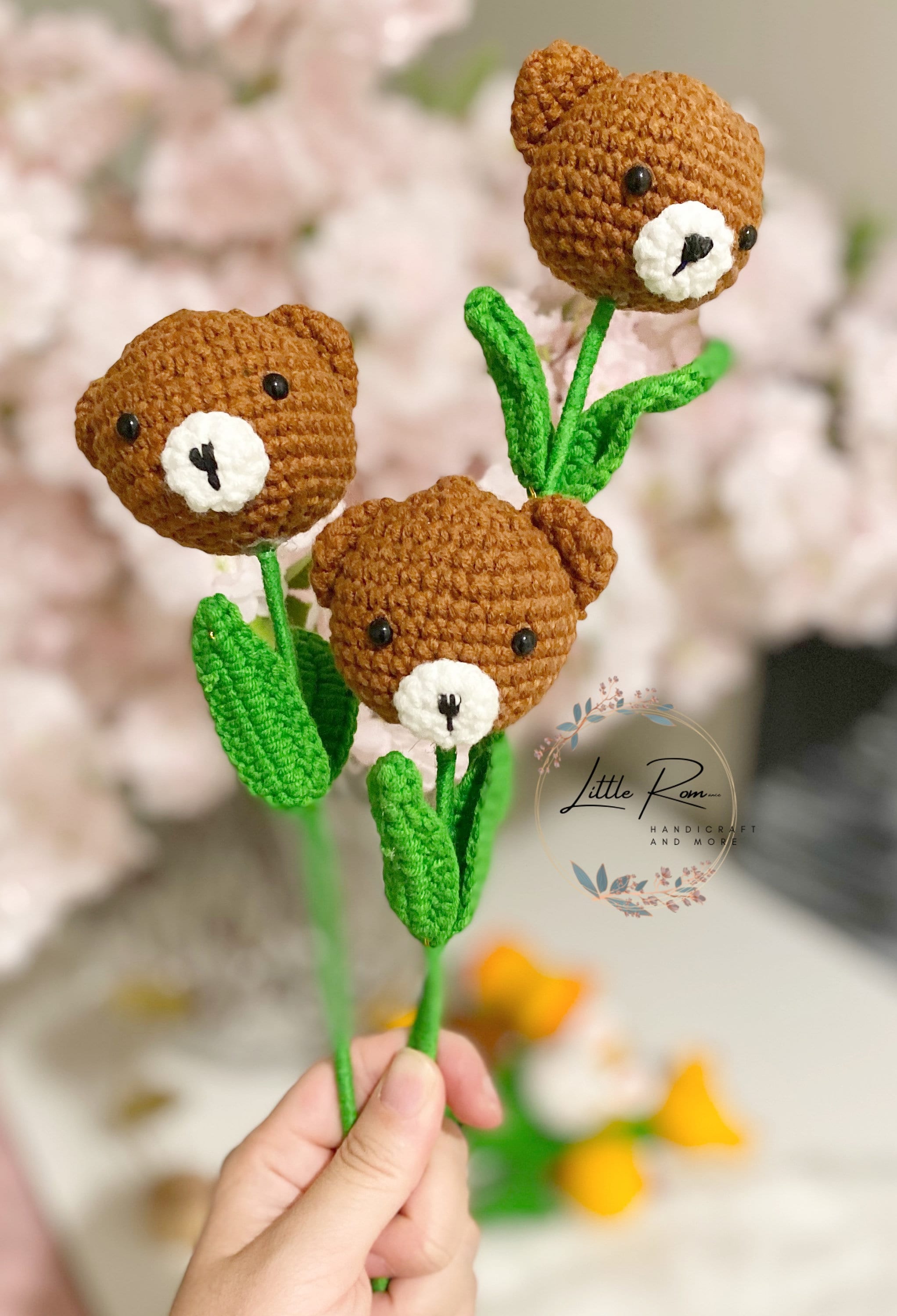 Crochet Animal Flower, Cute Flower Bouquet, Home Decor / Crochet Tiered ...