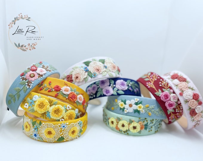 HEADBAND Hand-embroidered Headband Full Floral Designs - Etsy
